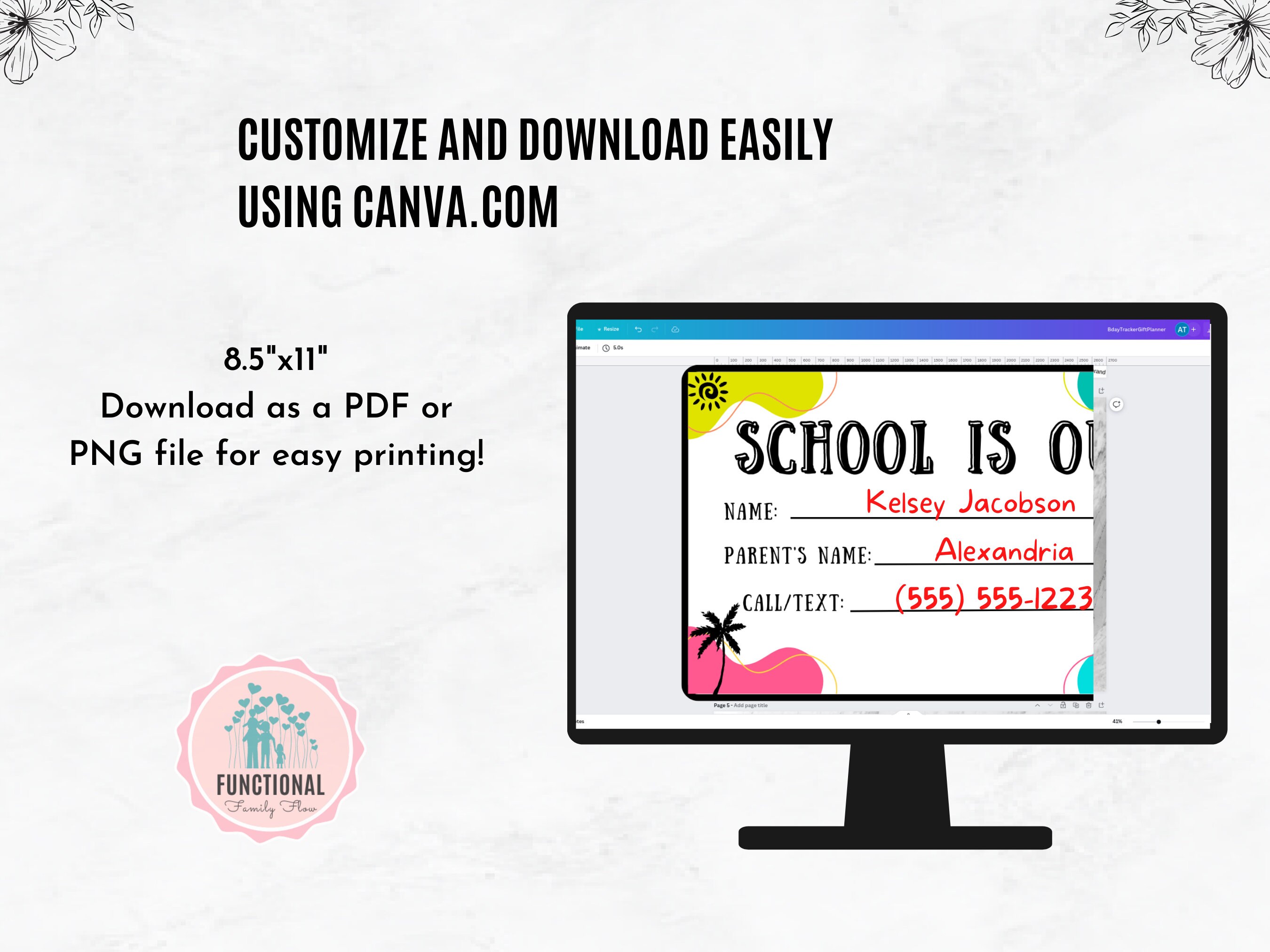 Editable Summer Contact Card | End of School Cards for Kids | School is ...