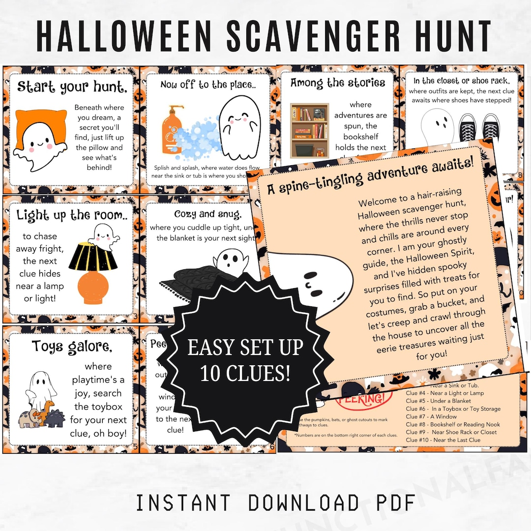Halloween Scavenger Hunt for Kids | Halloween Hunt Clues | Indoor ...