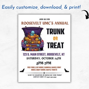 Editable Trunk or Treat Flyer | Customizable Fall Festival Invite ...