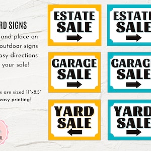 Garage Sale Kit | Printable Yard Sale Signs, Pricing Labels, Purchase ...