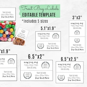 Treat Bag Toppers Template | Editable Treat Bag Label | Party Favor ...