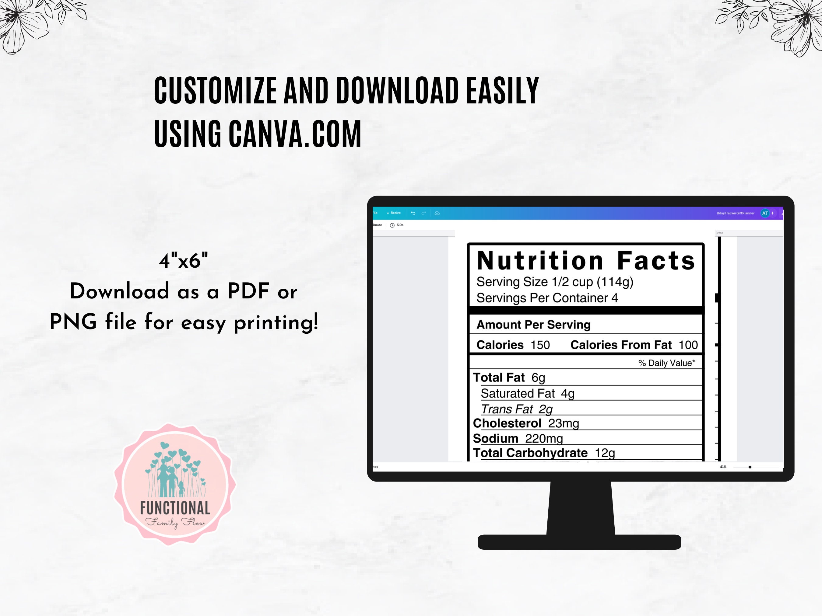Nutrition Facts Editable Nutrition Label Nutritional SVG - Etsy Canada