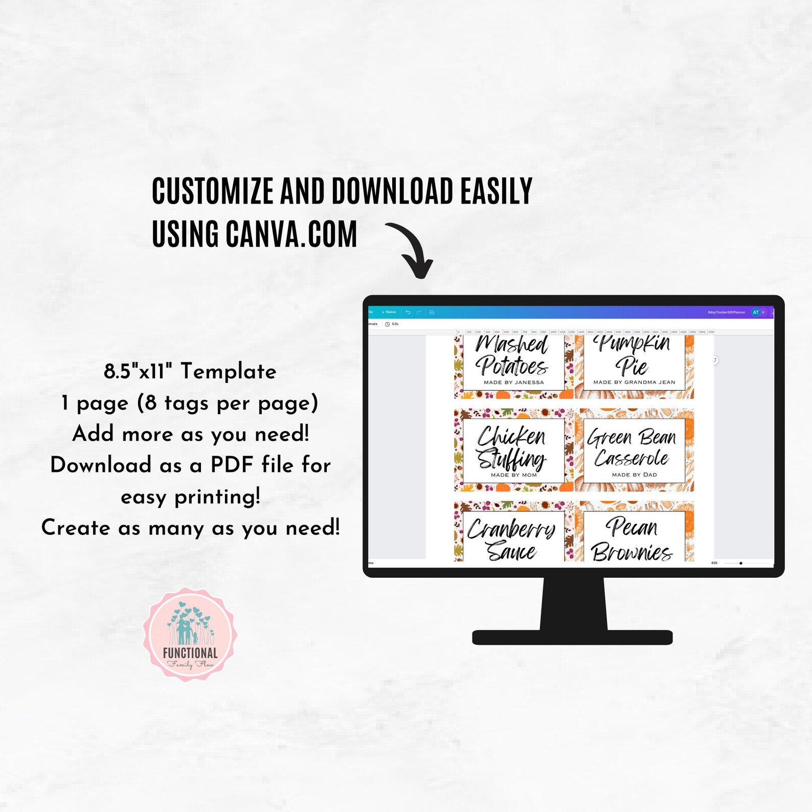 Printable Thanksgiving Labels Editable Thanksgiving Dinner - Etsy
