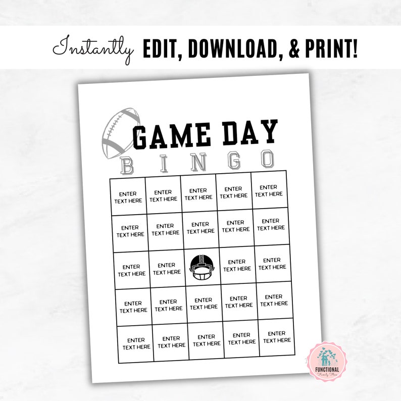Football Boyfriend BINGO Game Template | EDITABLE Football Bingo Game ...