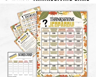 Thanksgiving Trivia Cards Printable Thanksgiving (Download Now) - Etsy