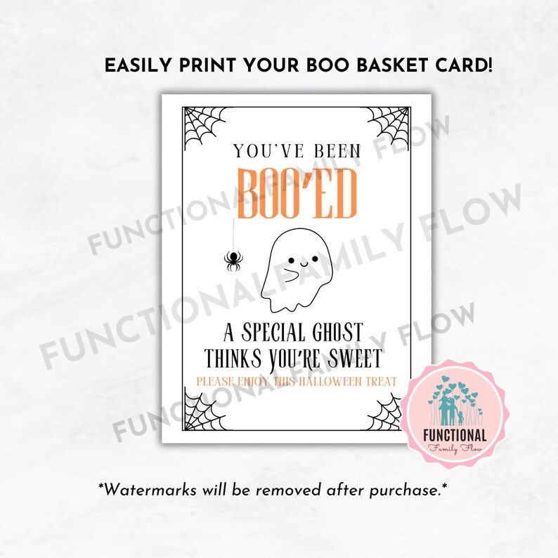 Halloween Boo Basket Card | Printable Boo Basket Tag | Friend Neighbor ...