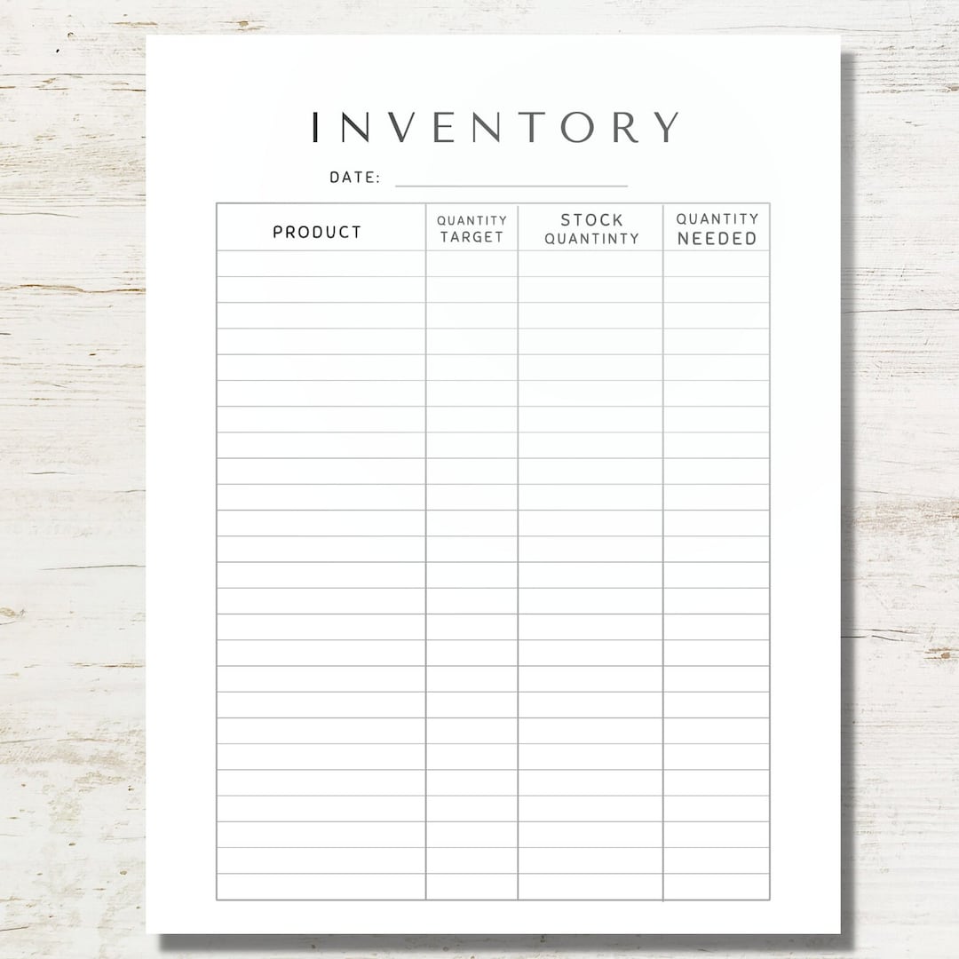 Inventory Spreadsheet Inventory List Printable Inventory Tracker ...