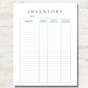 Inventory Spreadsheet Inventory List Printable Inventory Tracker ...