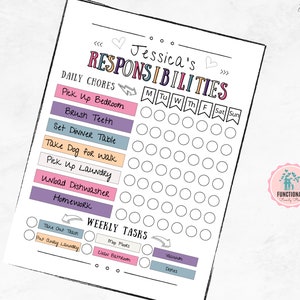 Editable Chore Chart for Kids | Printable Kids Daily Weekly ...