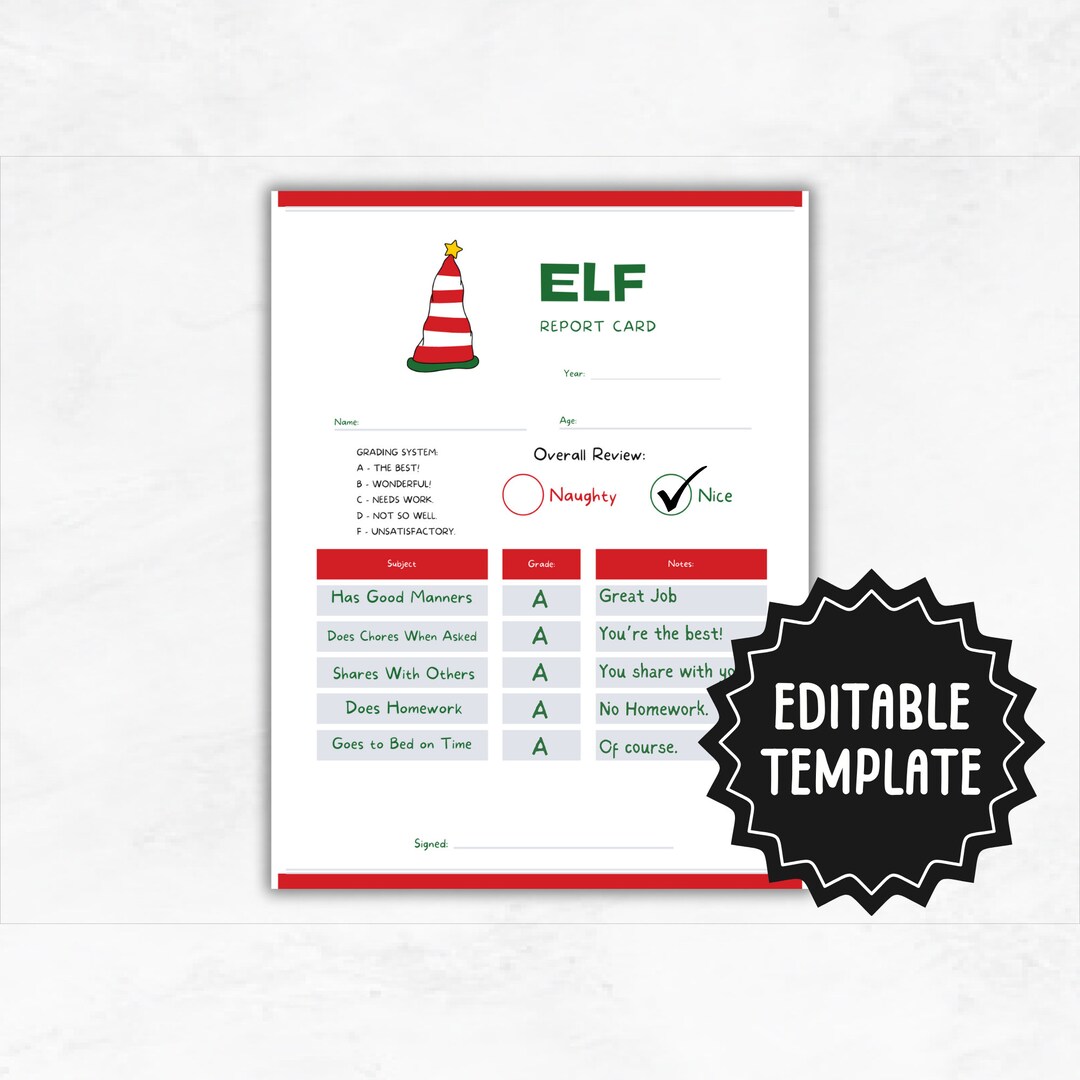 Custom Letter From Santa Insert | Elf Report Card | Printable Christmas ...