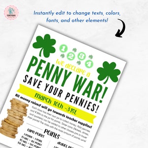 St. Patrick's Day Penny War Flyer Template | Editable St. Patty's Week ...