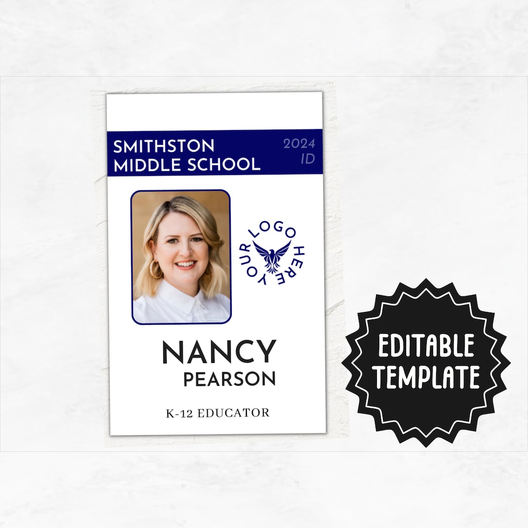 Custom ID Badge | Editable ID Card Template | Teacher Badge ID | Name ...