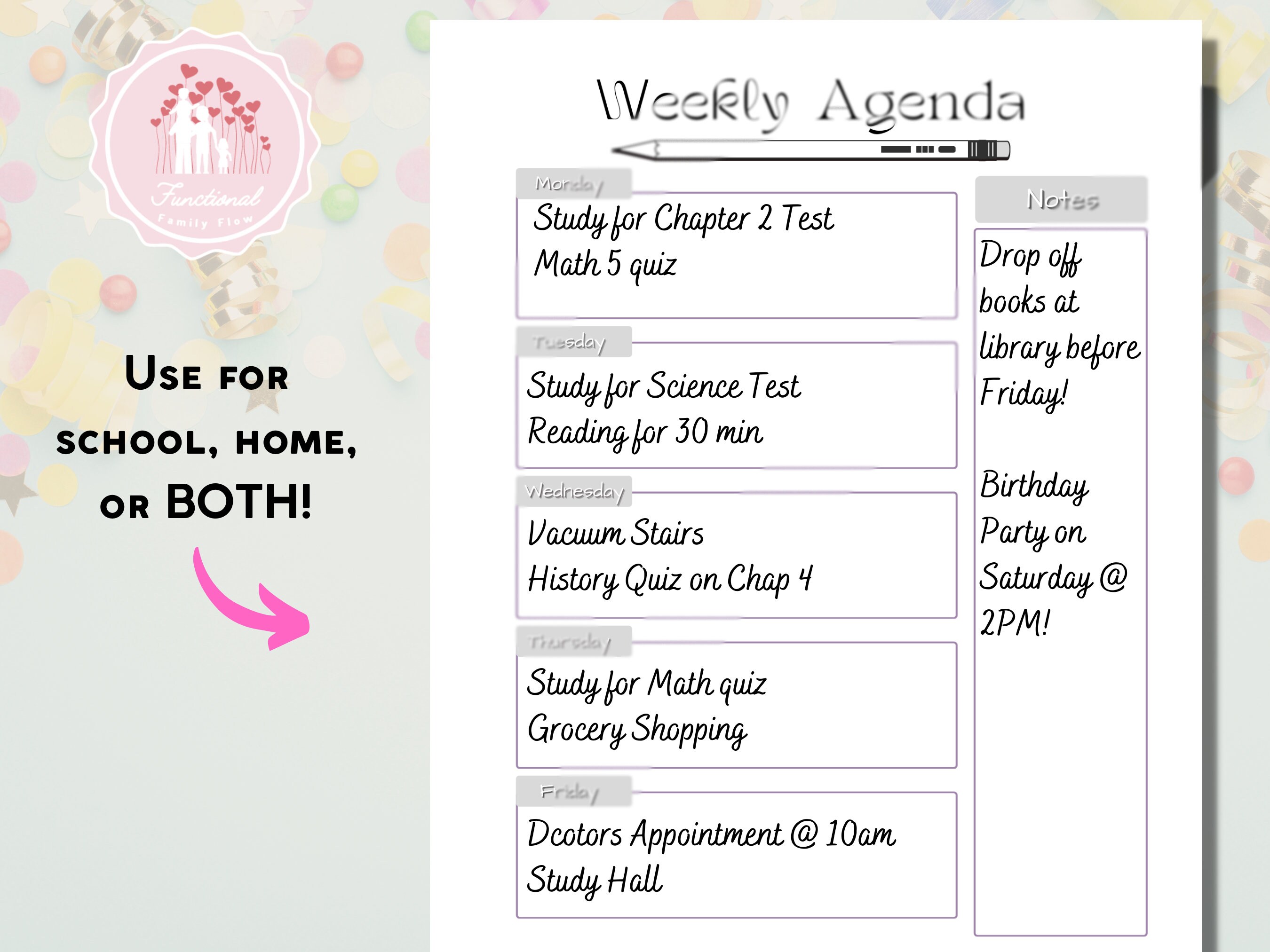 Printable Weekly Agenda | School Agenda | Homeschool Weekly Planner ...