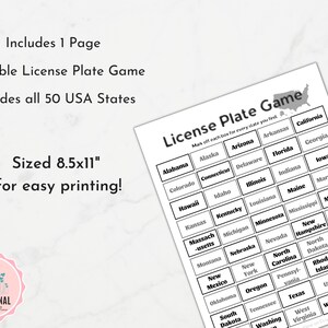 Road Trip License Plate Game | Printable Road Trip Activity | 50 States ...