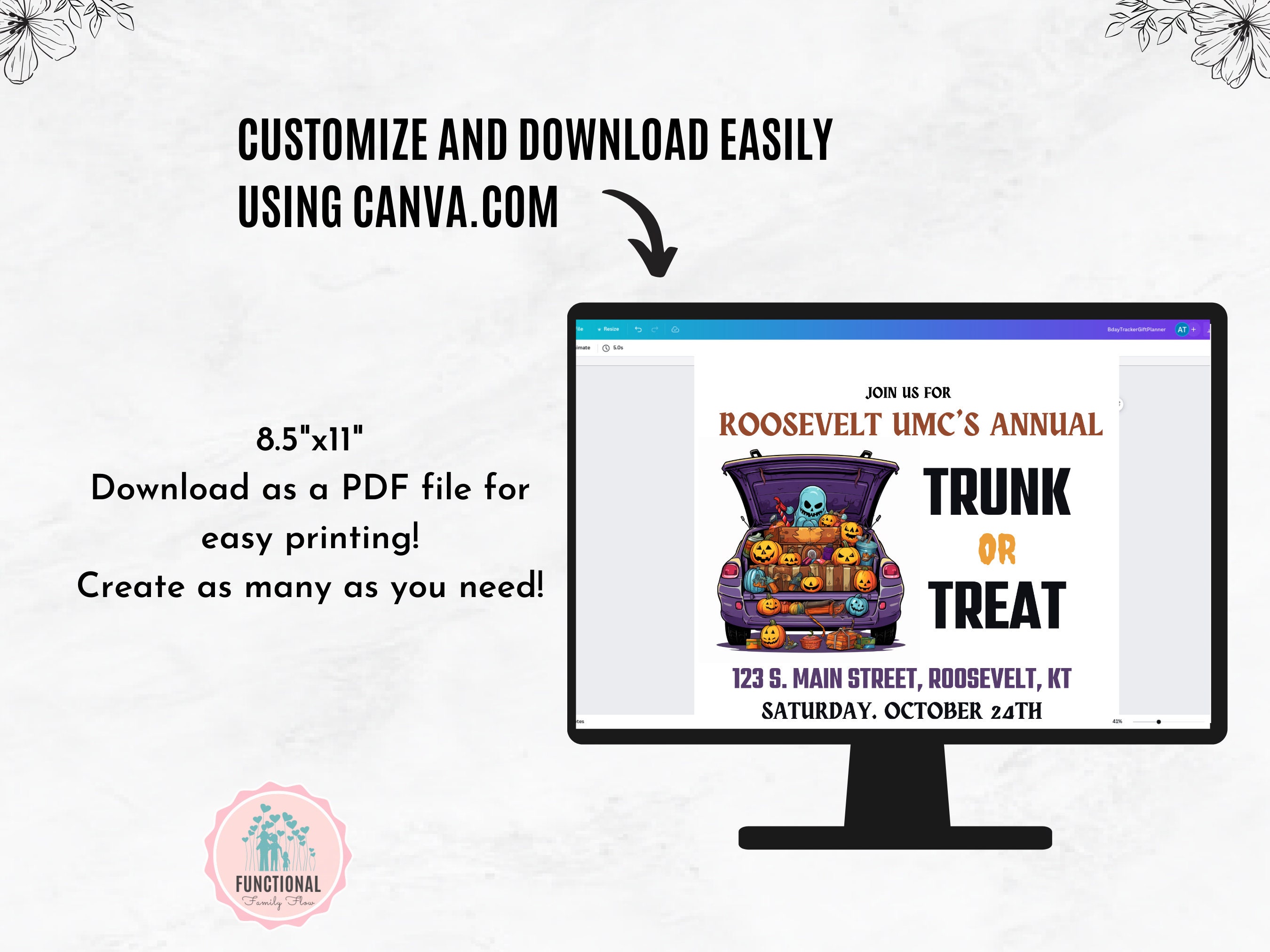 Editable Trunk or Treat Flyer | Customizable Fall Festival Invite ...