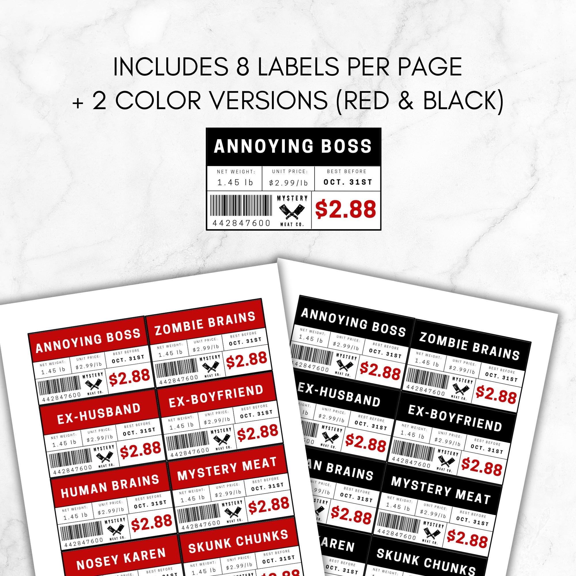 Editable Halloween Meat Labels | Printable Meat Sticker | Fake Meat ...