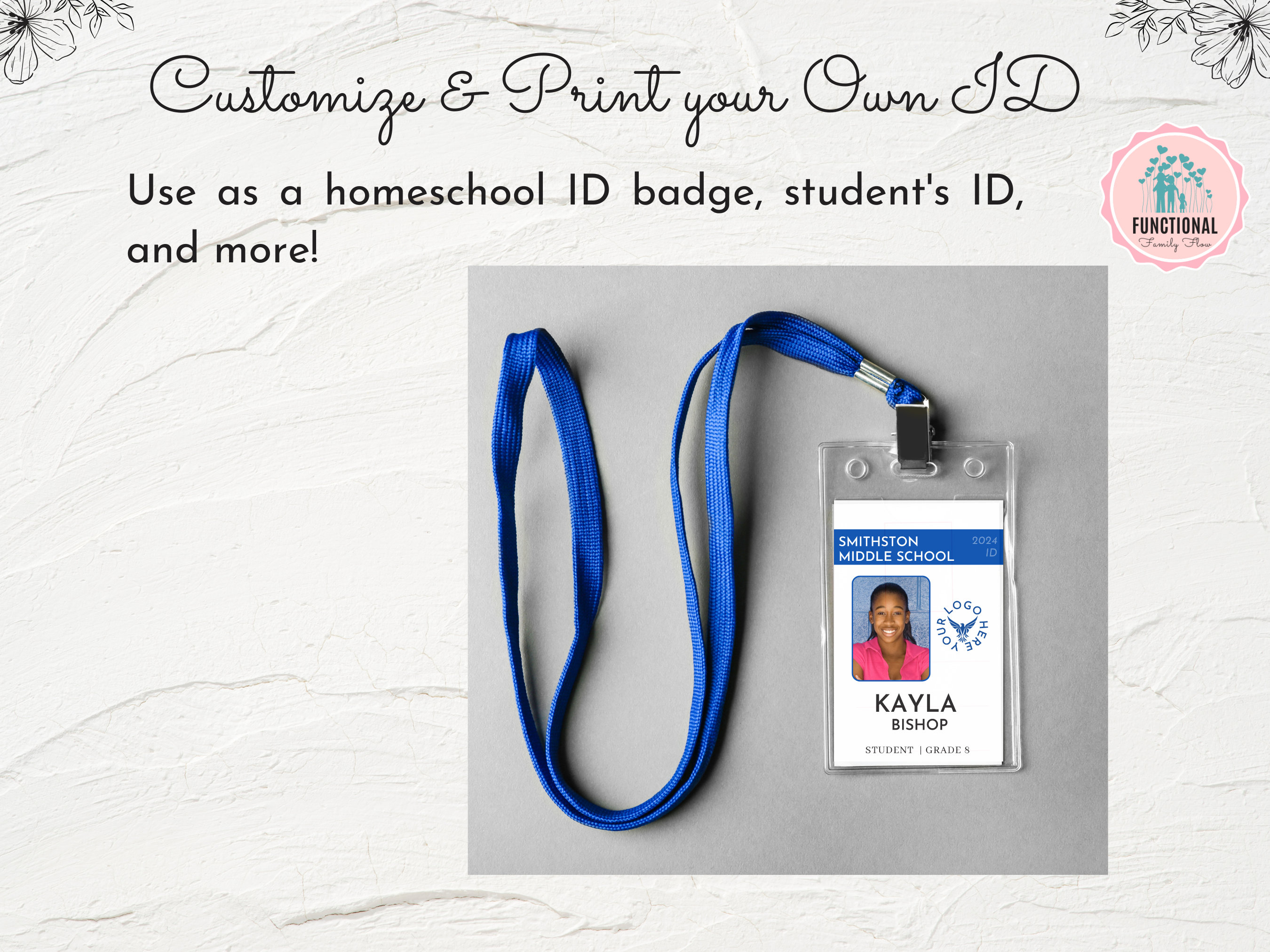 ID Card Template Custom ID Badge Printable Student ID Card - Etsy