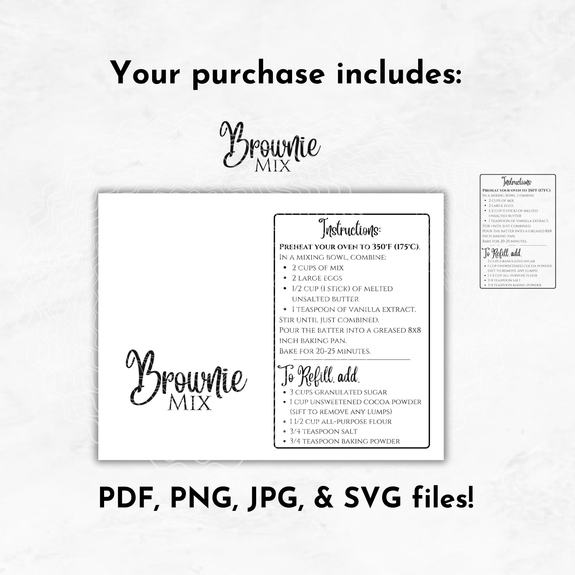 Printable Brownie Mix Label | Homemade Brownie Mix PDF | SVG | JPG ...