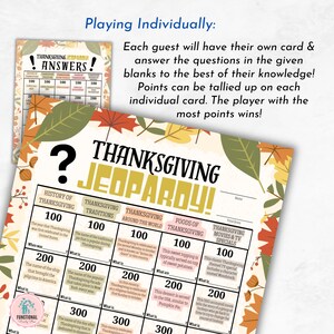 Thanksgiving Trivia | Thanksgiving Jeopardy Game | Printable ...