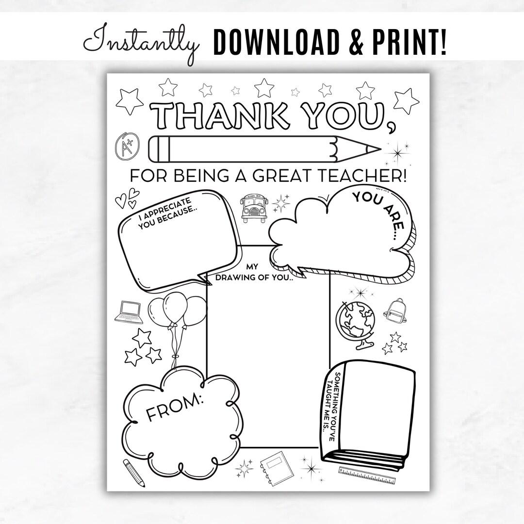 Teacher Appreciation Printable Teacher Appreciation Week Worksheet ...