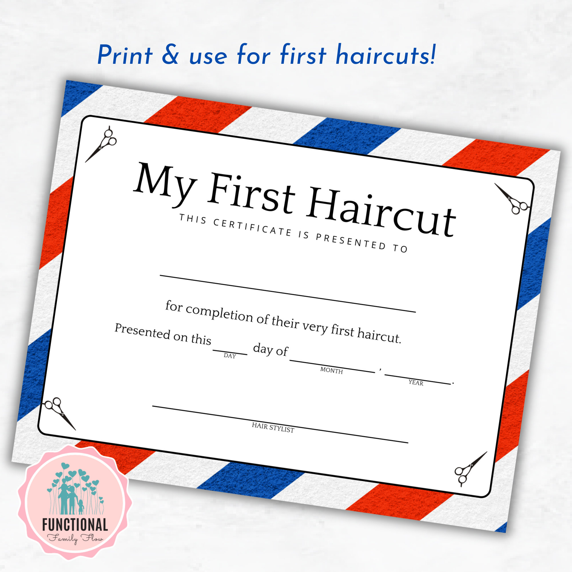 My First Haircut Certificate | Printable Barber Shop First Haircut ...