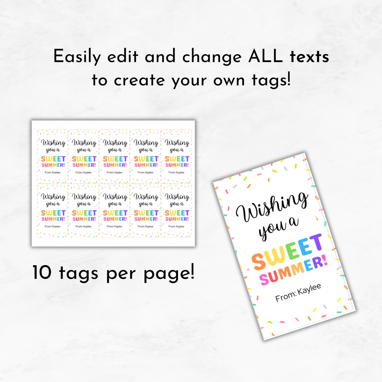 Wishing You A Sweet Summer Tag | Summer Gift Tags | End of School Year ...