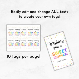 Wishing You A Sweet Summer Tag | Summer Gift Tags | End of School Year ...