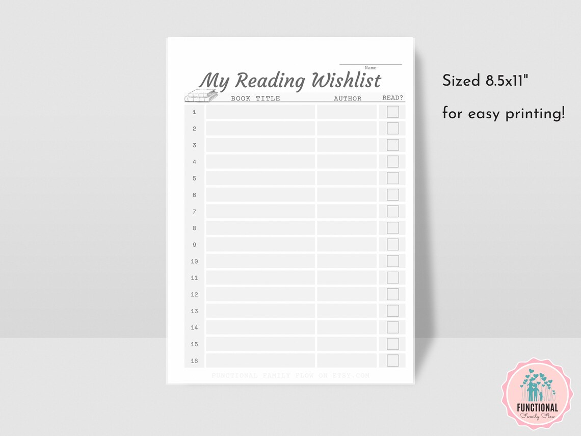 Book Wish List Printable Reading Planner Reading Journal - Etsy