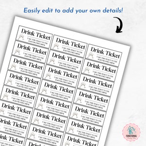 Printable Party Drink Tickets | Editable Drink Voucher Template ...