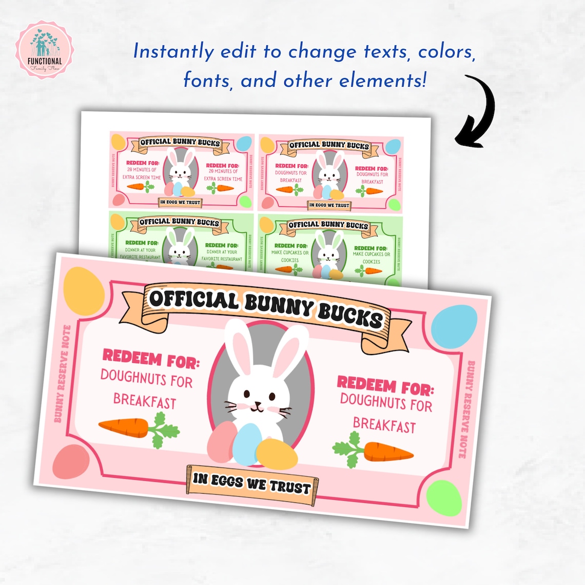 Easter Bunny Bucks Printables | Editable Easter Play Money | Easter Egg ...