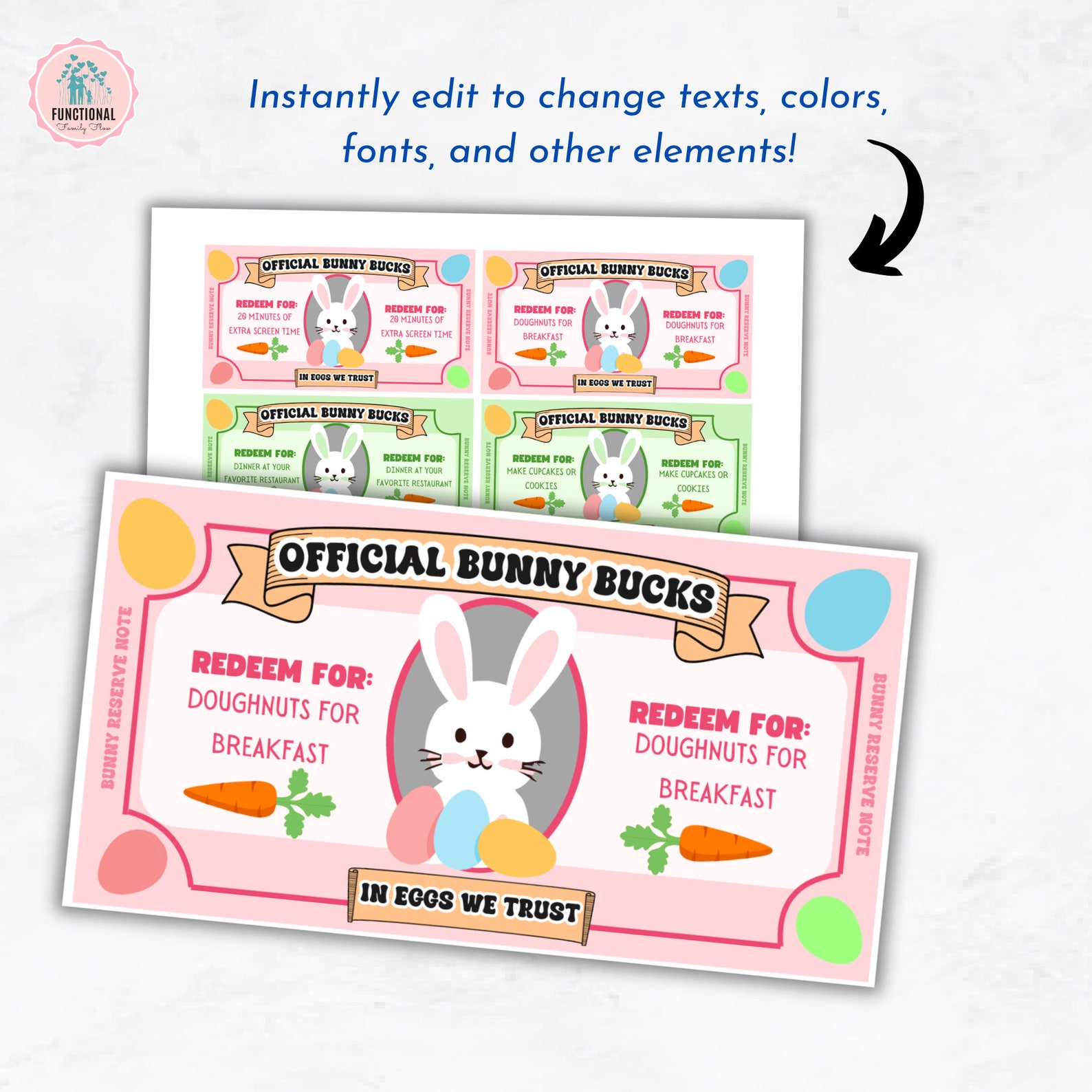 Easter Bunny Bucks Printables | Editable Easter Play Money | Easter Egg ...