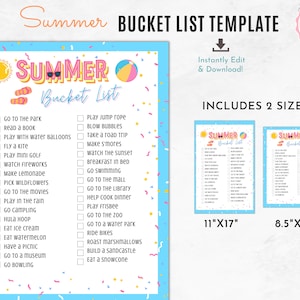 Custom Summer Bucket List | Create Your Own Summer Bucket List Poster ...