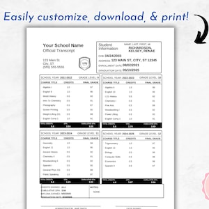 High School Transcript Template | Editable Homeschool Transcript ...