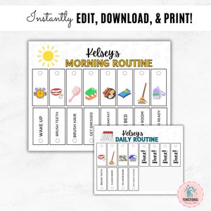 Kids Flip Routine Chart Editable Visual Schedule for Children Printable ...