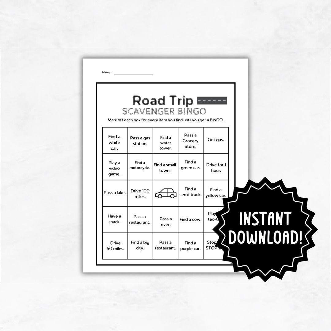 Road Trip Scavenger Hunt Game | Kids Activity | Road Trip Activity ...