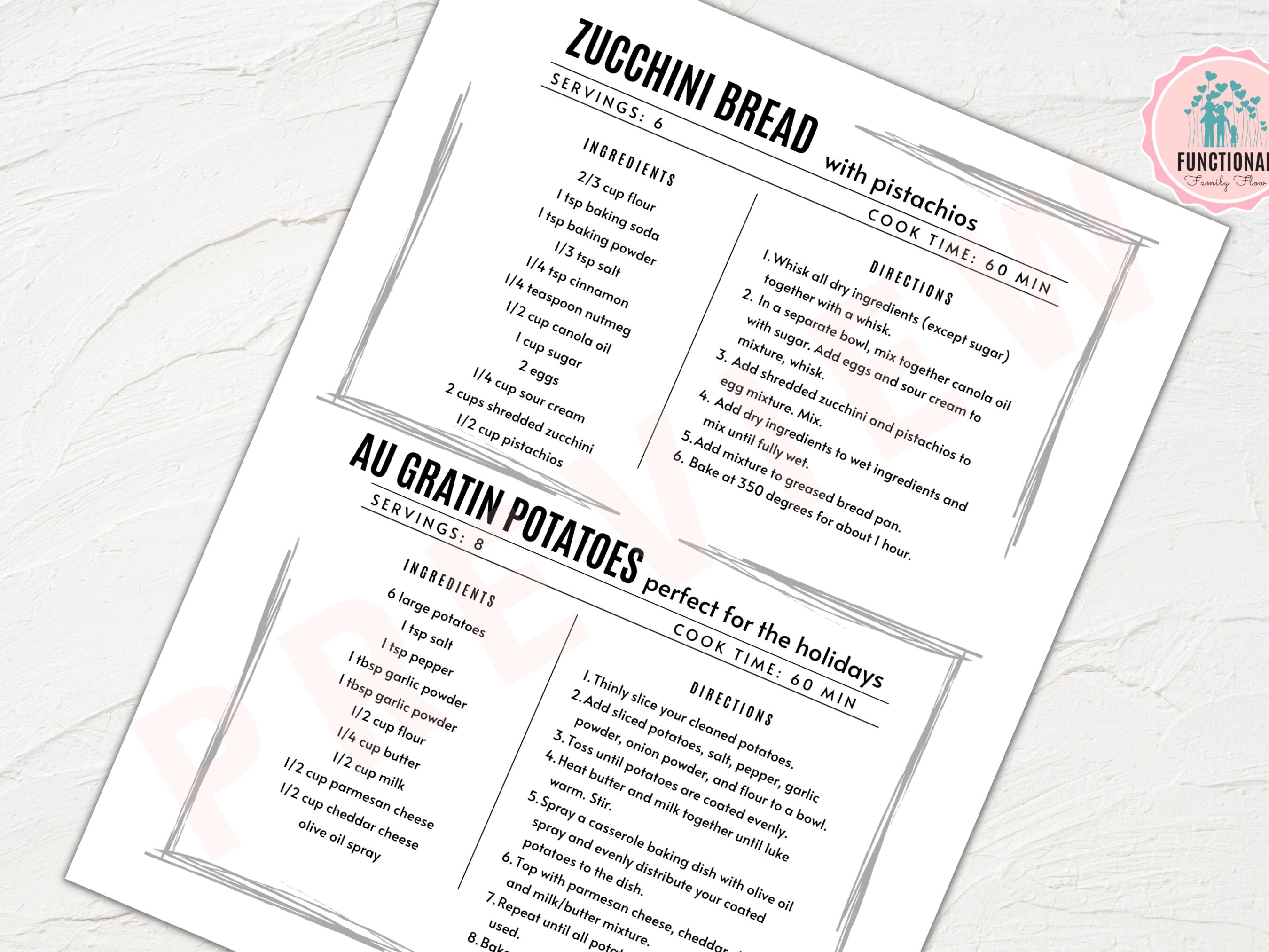 Recipe Card Template Editable Recipe Cards Recipe Page Etsy