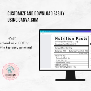 Editable Birthday Nutrition | Nutrition Facts | Nutrition Label ...