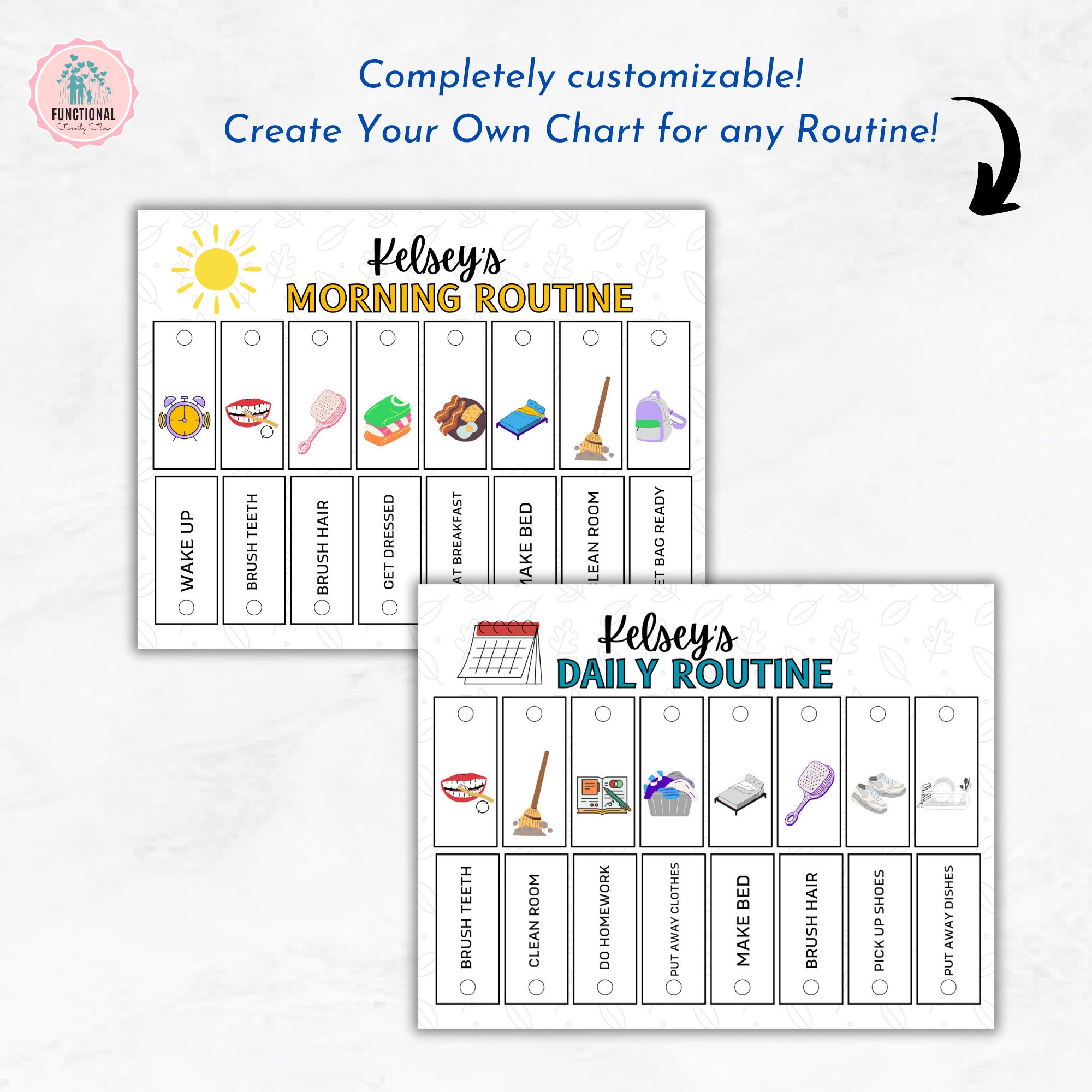Kids Flip Routine Chart | Editable Visual Schedule for Children ...
