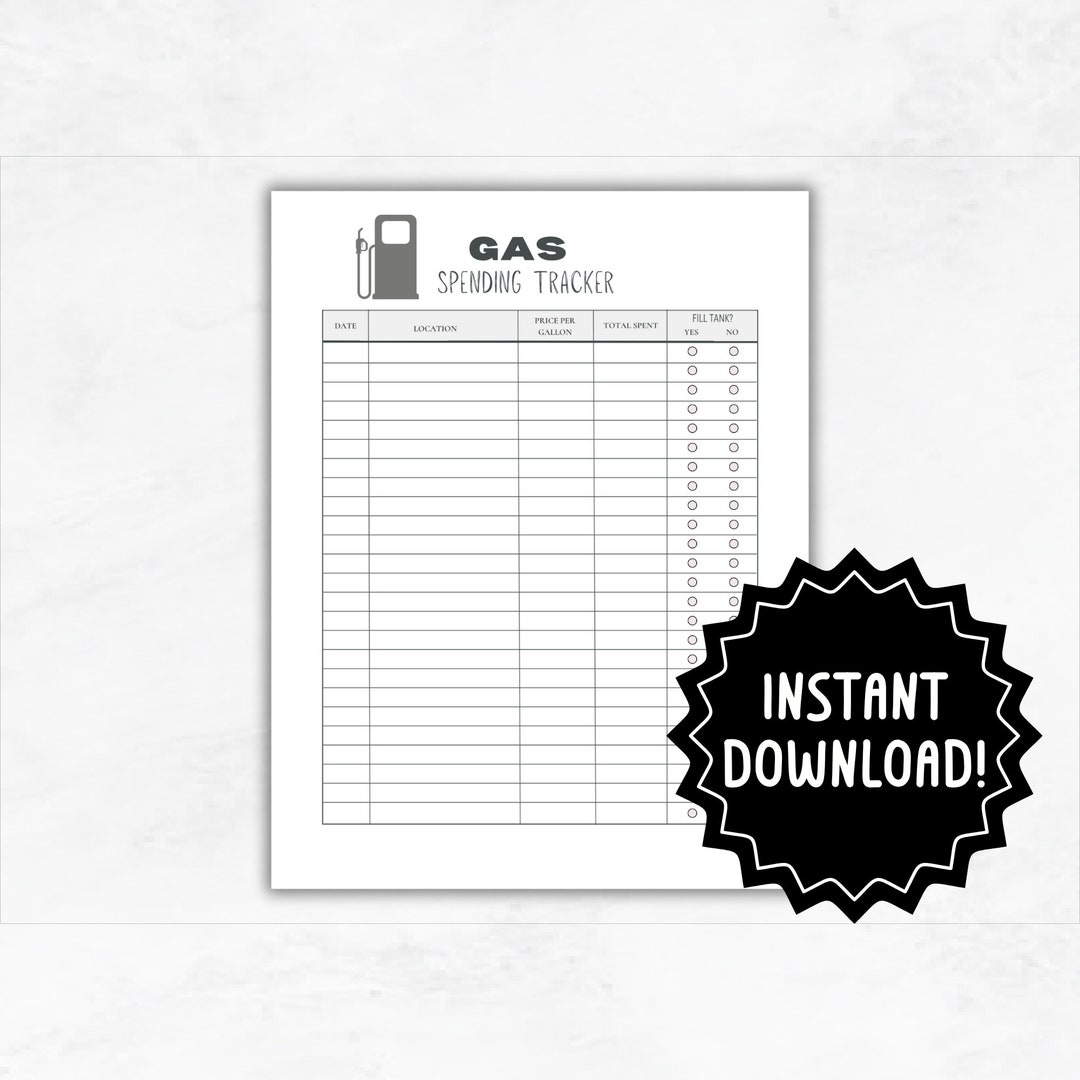 Gas Log | Fuel Spending Tracker | Gas Tracker | Printable Gasoline ...