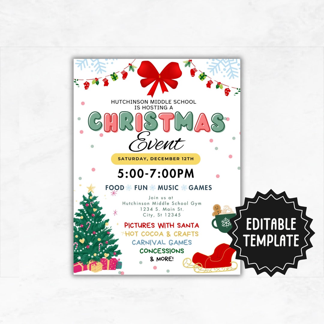 Christmas Holiday Festival Event Flyer Template | Editable Christmas ...