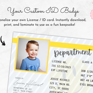 Custom Fun Kid's License | Editable License Template | Front and Back ...
