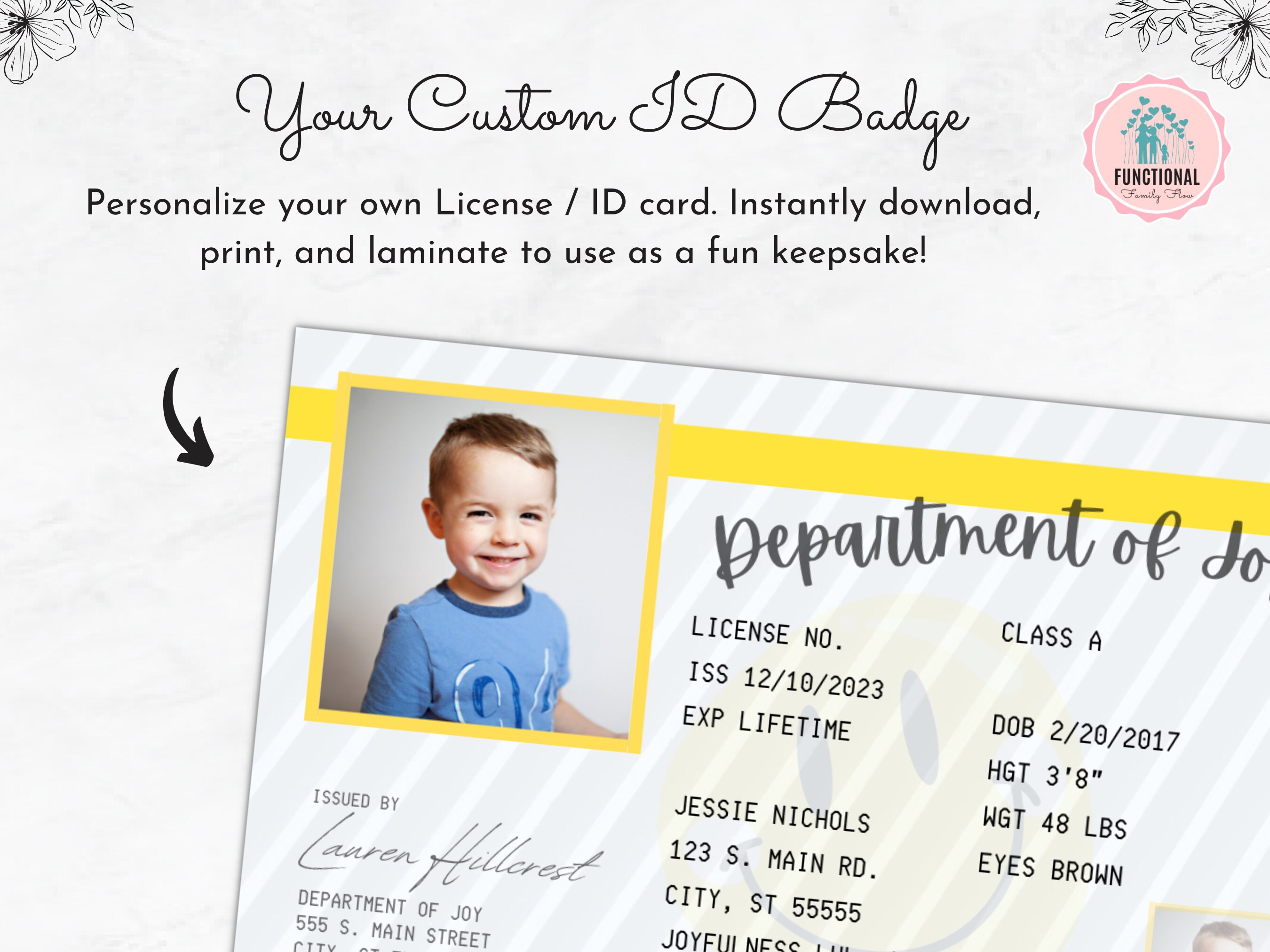 Custom Fun Kid's License Editable License Template - Etsy