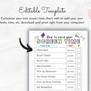 Screen Time Checklist | Editable Screen Time Tracker | How to Earn ...