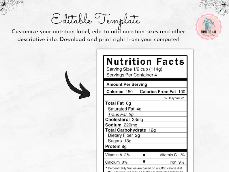 Nutrition Facts | Editable Nutrition Label | Nutritional SVG PNG Clip ...