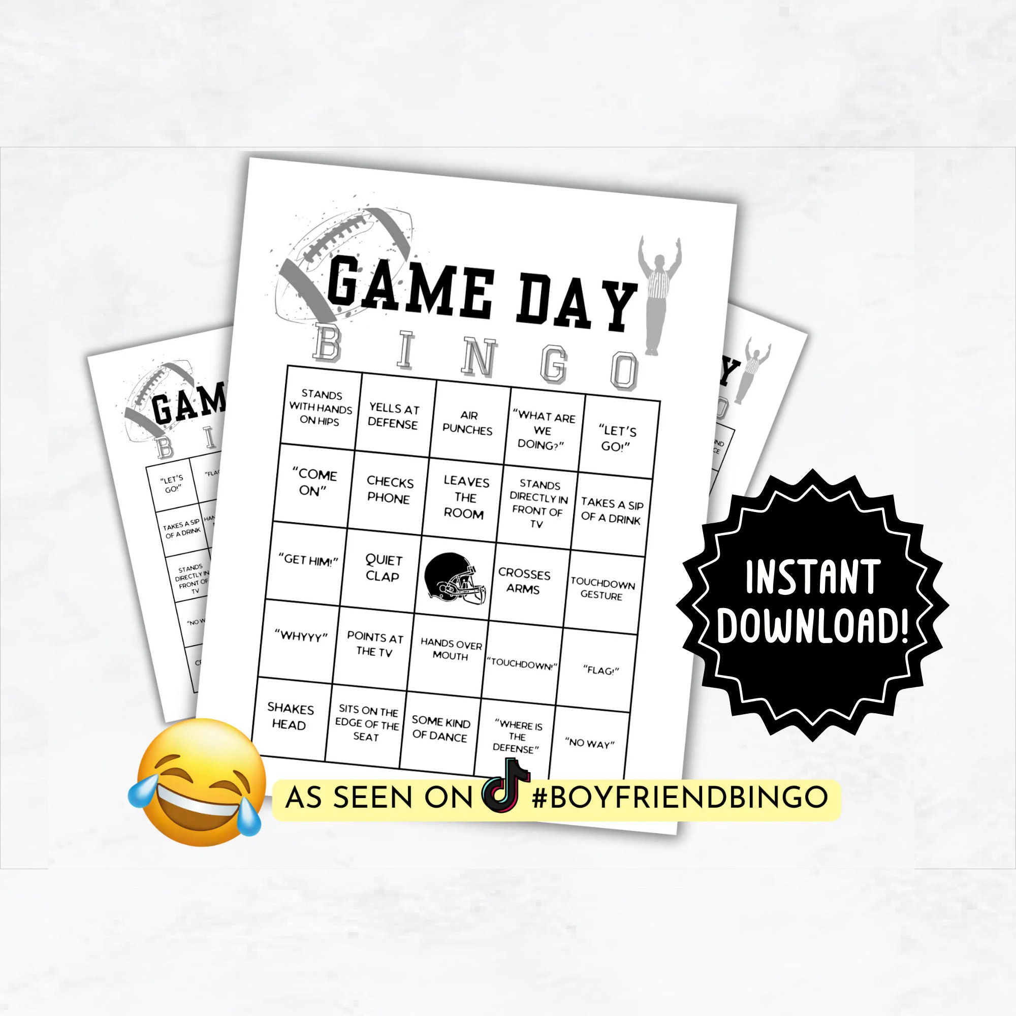 Football Boyfriend BINGO Game | Printable Funny Husband Football BINGO ...