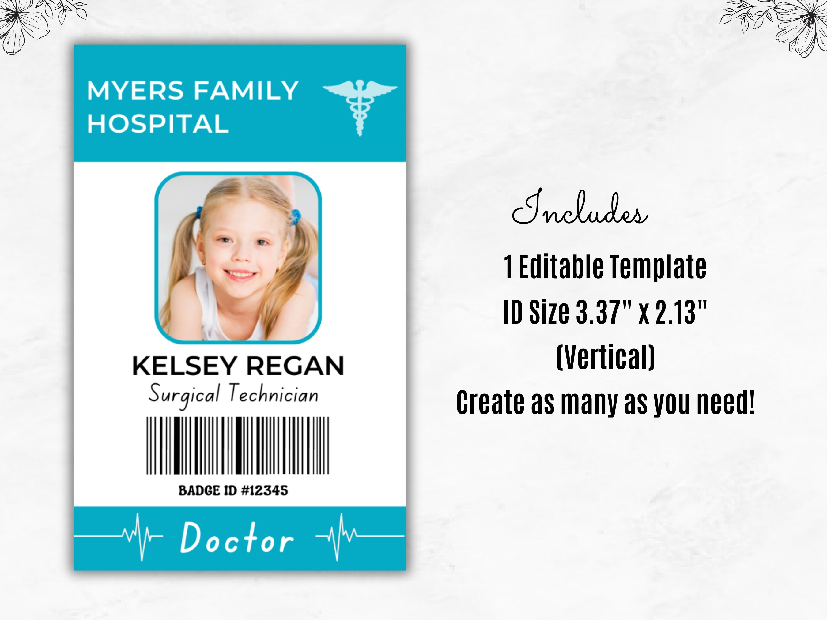Kids Hospital Patient ID Badge | Fun Custom Doctors ID | Editable ...