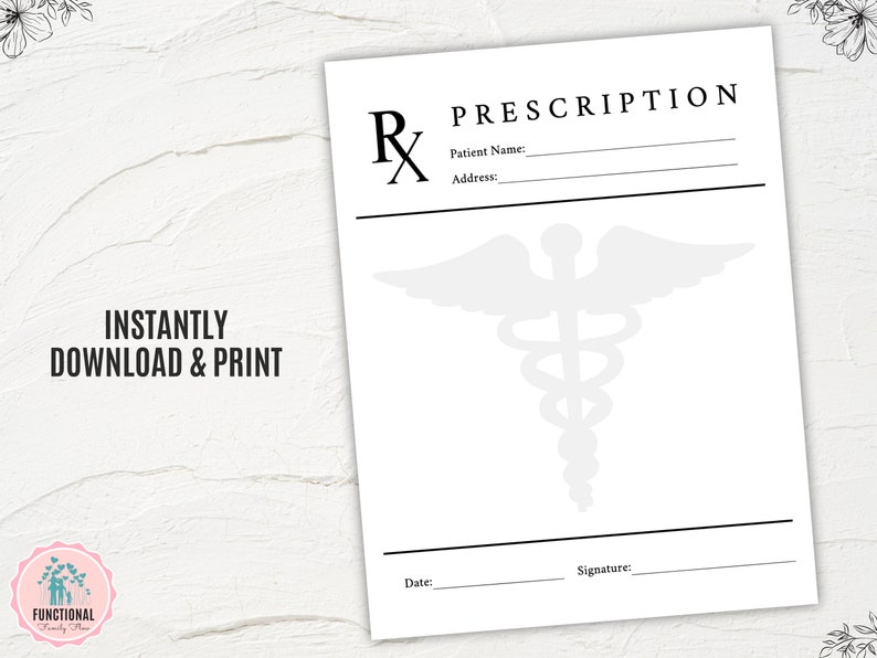Blank Prescription Pad Printable Prescription Pad Page Rx - Etsy