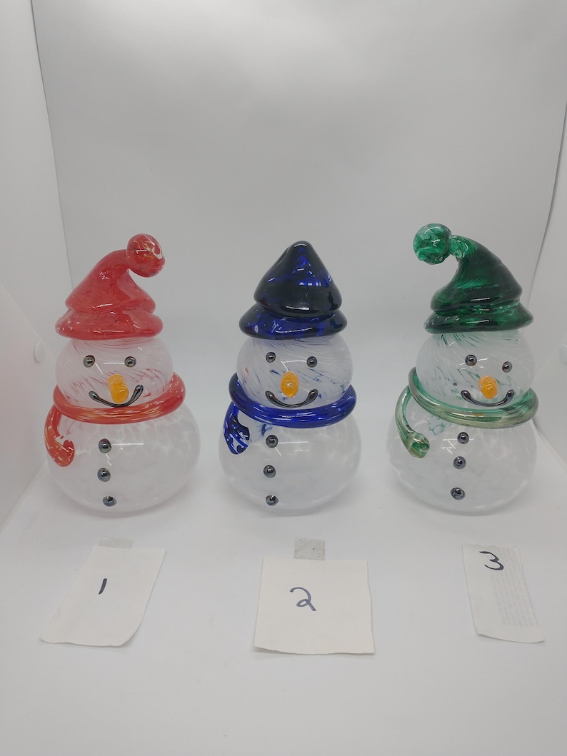 Glass Snowman Frosty the Snowman Glass Snowmen Hand Blown Glass Snowmen ...