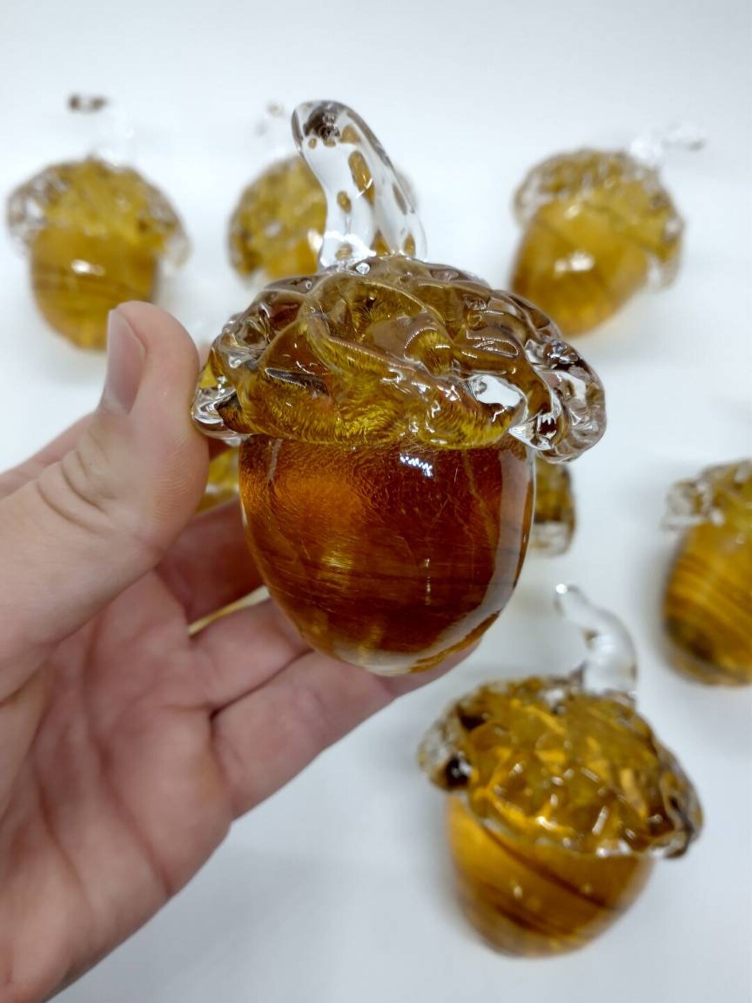 Glass Acorn SINGLE Glass Acorn Acorns Glass Acorn Decorative Acorns ...