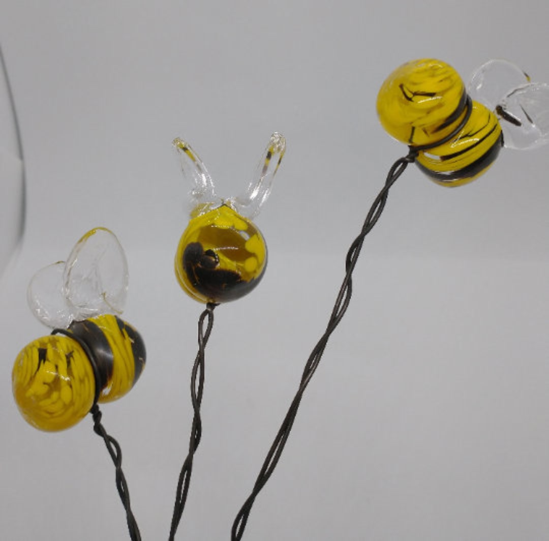 Glass Bees TWO Mini Planter Bees Bumble Bees Small Glass Bees - Etsy